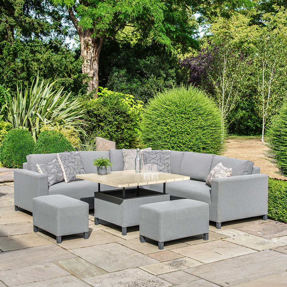 Venice Upholstered Modular Dining Set With Adjustable Table – Abbey ...